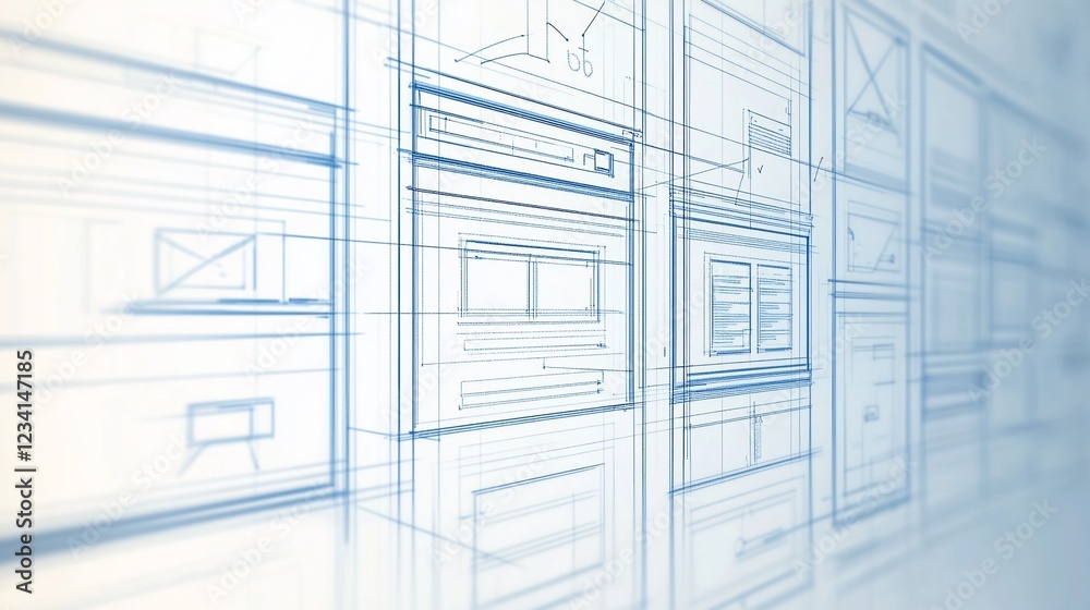 Website wireframes design process, office background, planning Stock ...