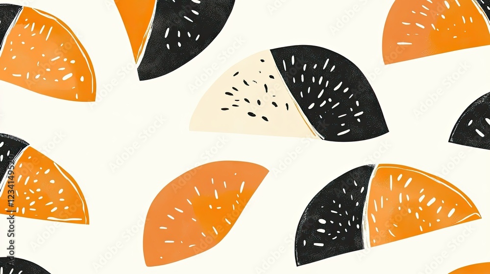 Modern minimalist taco pattern with bold outlines and a warm color ...