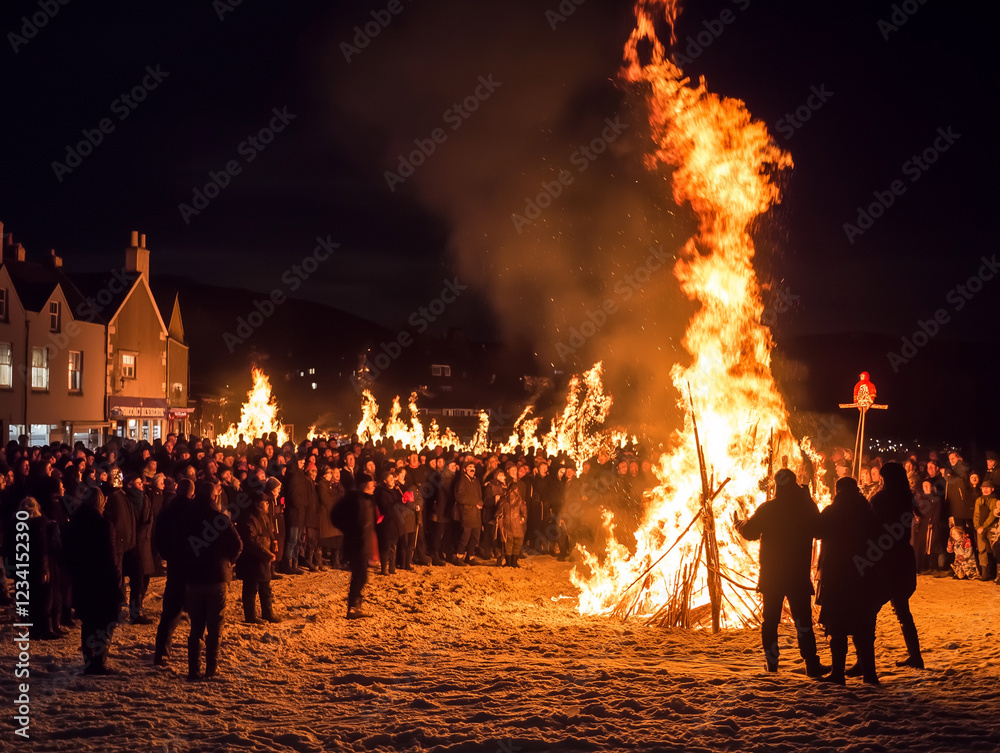 Lerwick comes alive with flames as thousands gather around towering ...