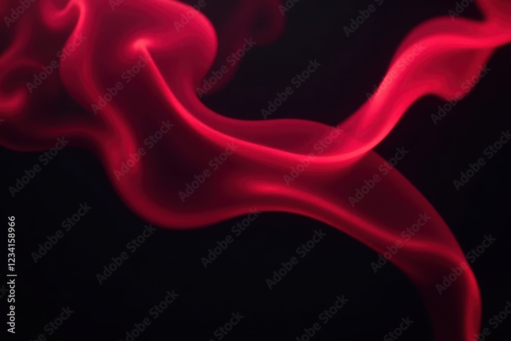 wispy threads of red smoke weave and intersect on black canvas, smoky ...