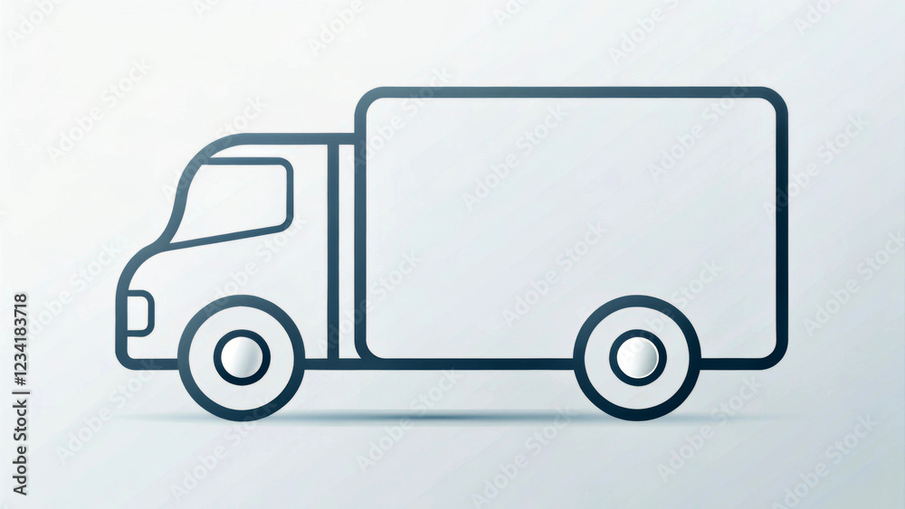 Ilustración de Stock A simple line drawing depicts a delivery truck ...