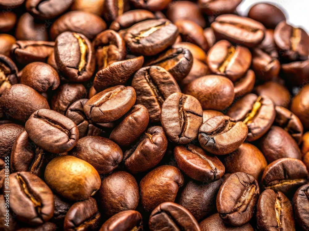 High-resolution coffee beans, artfully arranged on white, following the ...