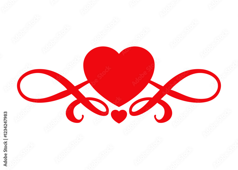Banner con silueta de corazón con garabatos con línea de decoración de ...