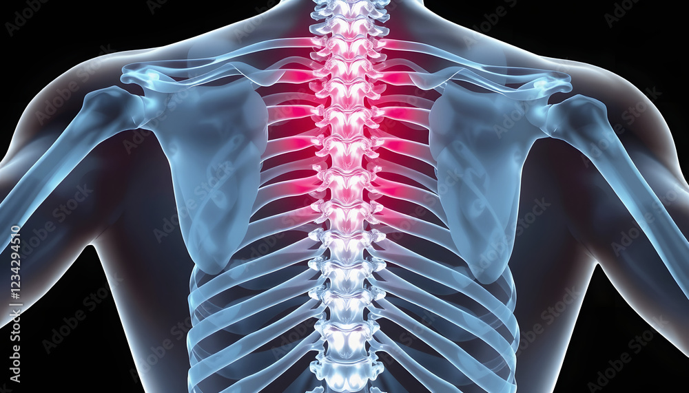 Human Skeleton Depicting the Spine and Neck, Back Pain, Neck Pain in X ...