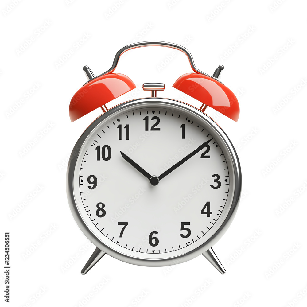 Classic red alarm clock signifying time and daily routines. Stock Photo ...