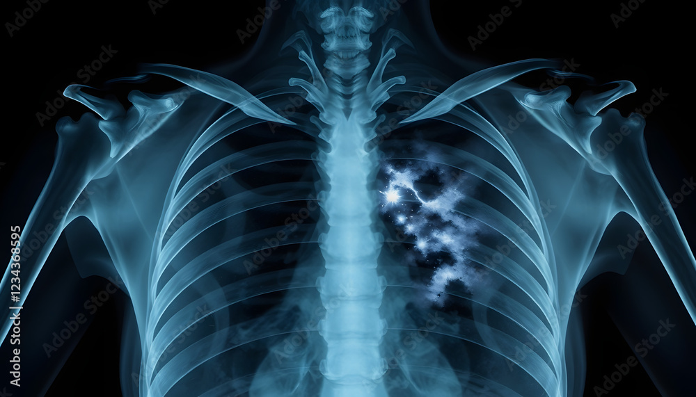 X - ray Imaging: A chest X - ray image indicating the location of a ...