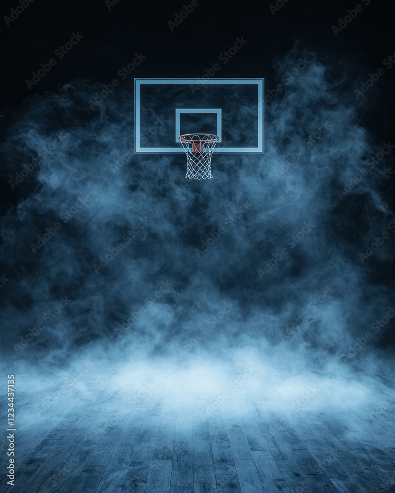 A dynamic side-perspective showing the basketball hoop in crisp detail ...