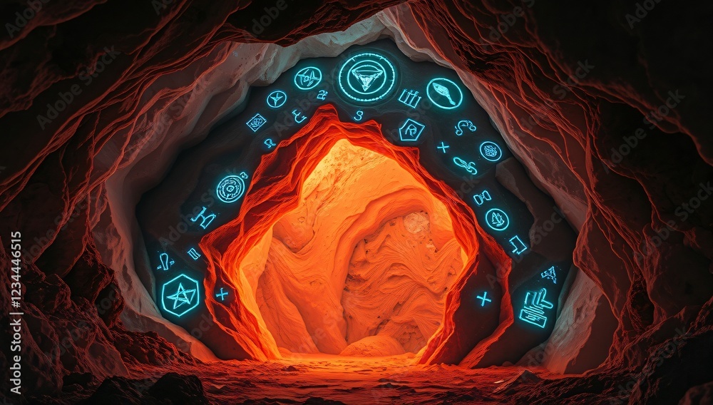 Alien Archway in a Crystal Cave with Glowing Glyphs – An ...