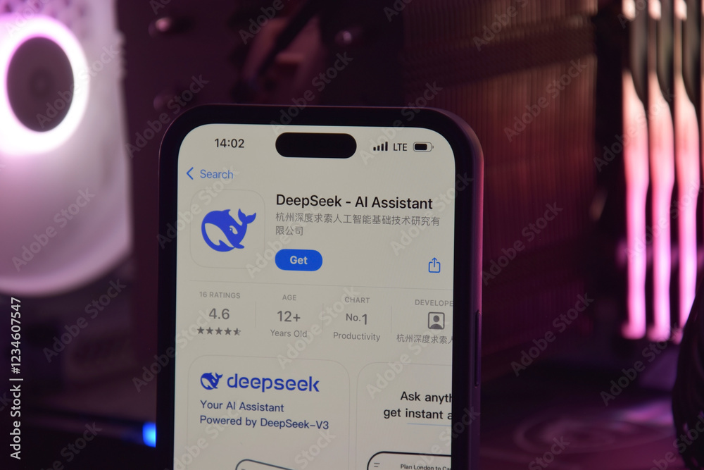 Deepseek Ai logo is displayed on smartphone. Stock Photo | Adobe Stock