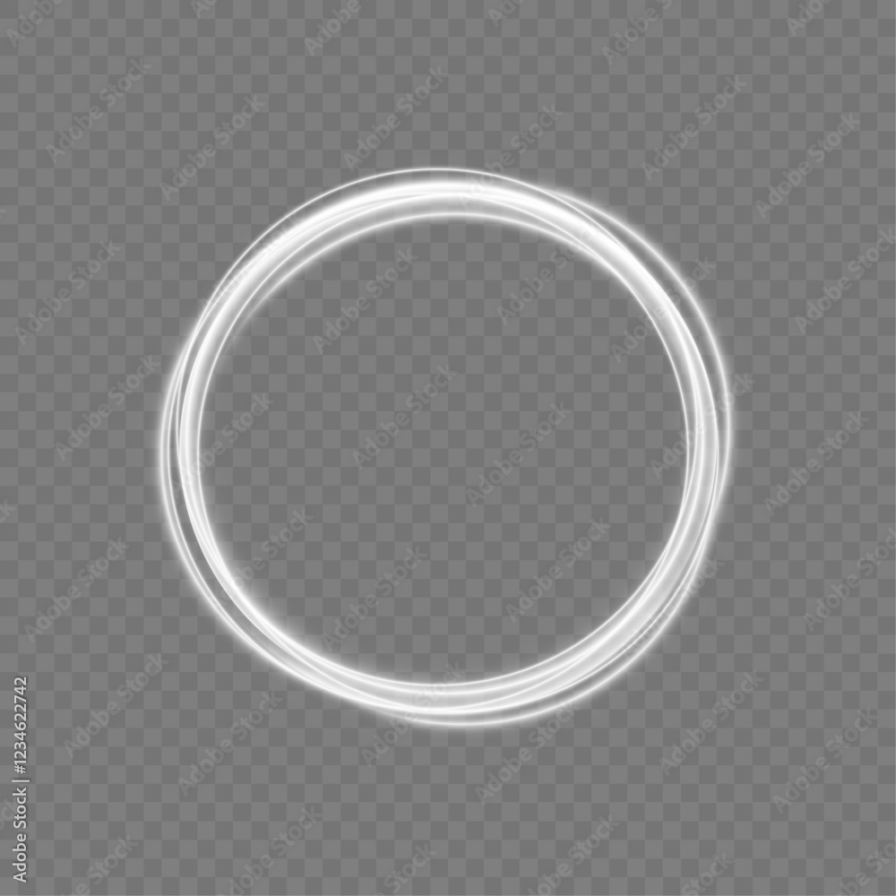 White shiny sparks of spiral wave. Png shine round frame with light ...