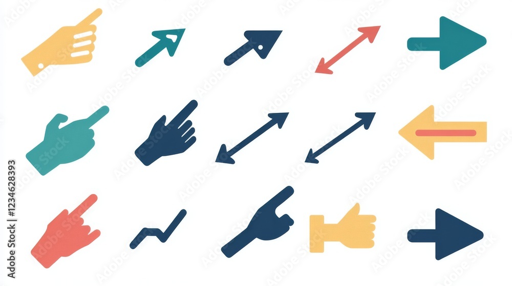 Collection of cursor icons in hand, arrow, and mouse shapes, including ...
