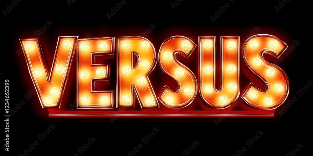 Marquee style illuminated sign spelling out the word VERSUS in ...