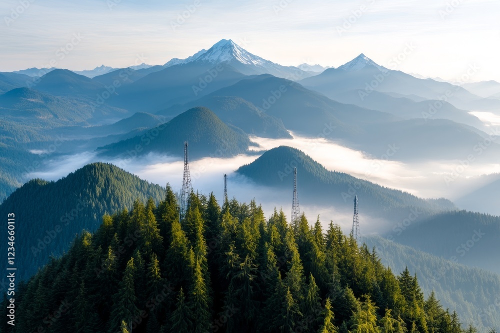 A scenic photograph of mountains, each labeled with their corresponding ...