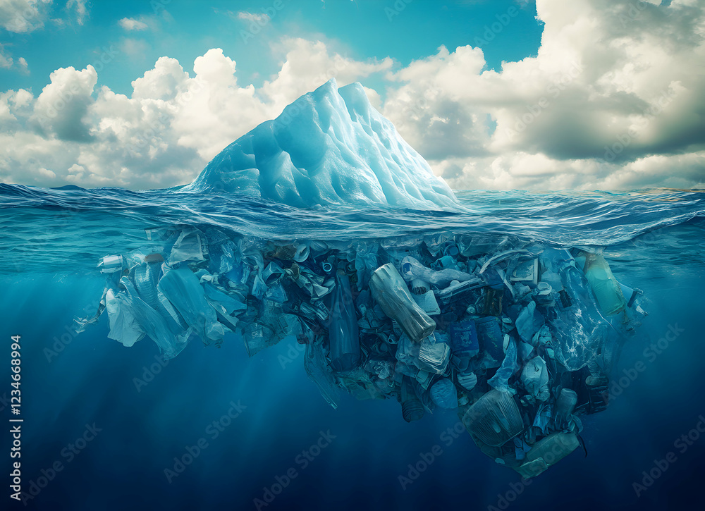 Foto de Stock Hidden Ocean Crisis: The iceberg's submerged reality ...