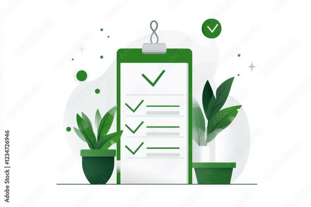 A flat vector design of a checklist with every box ticked, representing ...