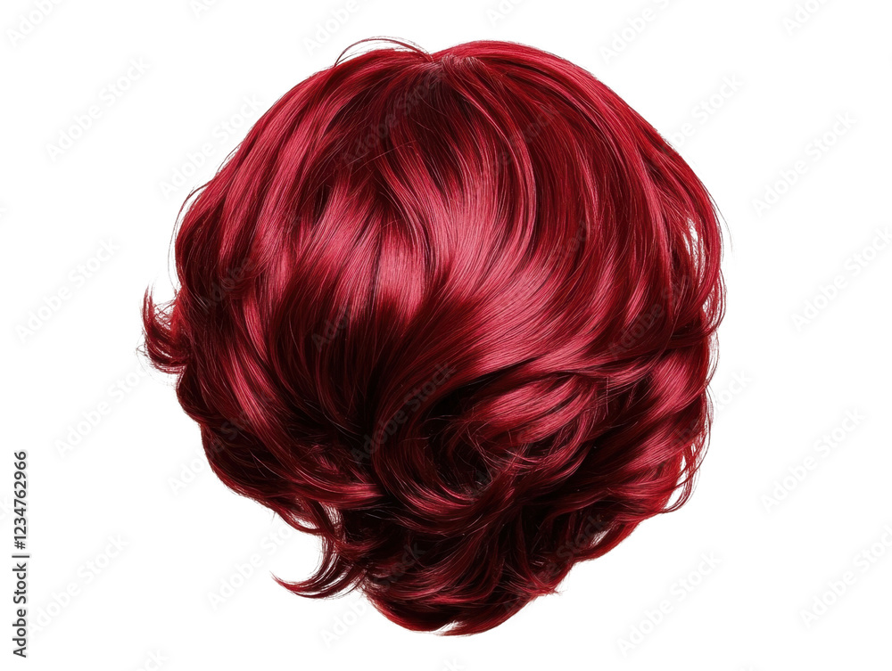 Short Pixie Cut With Curls Crimson Red Wig On White Background- Ideal For Fierce Heroines ...