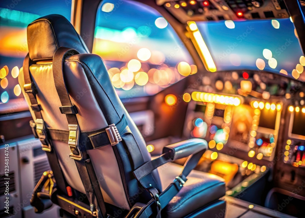 Pilot's perspective: a sharp 4-point harness against a bokeh-blurred ...