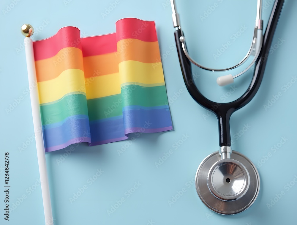Rainbow pride flag and stethoscope. Transgender and LGBTQ+ healthcare ...