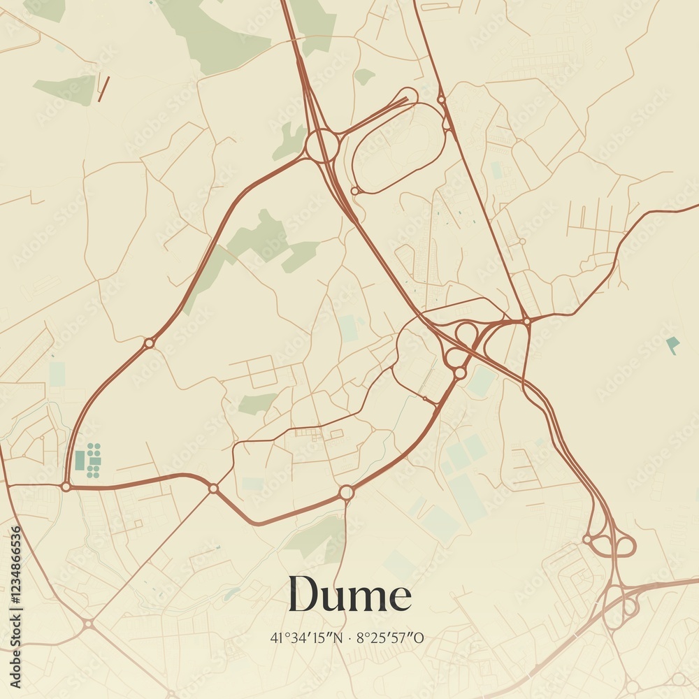 Vintage map of Dume, Portugal. Stock Illustration | Adobe Stock