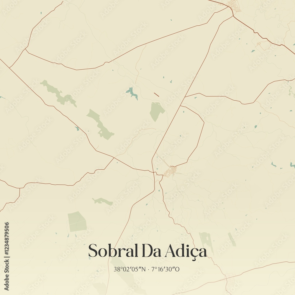 Vintage map of Sobral Da Adi a, Portugal. Stock Photo | Adobe Stock
