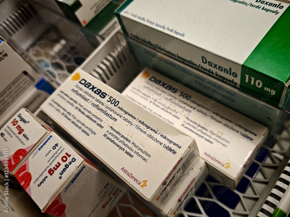 Prague, Czech Republic-February 10 2025:DAXAS box of medication with ...