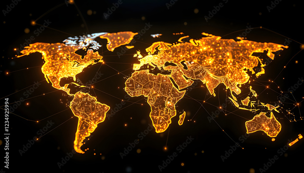 Global earth map Hologram map with high quality 3D rendering of how ...