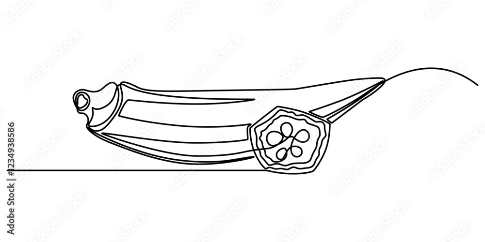 okra continuous one line drawing, Okra Drawing, Okra. Icon with ...