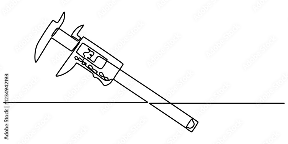 vernier continuous one line drawing on a white background, A simple ...