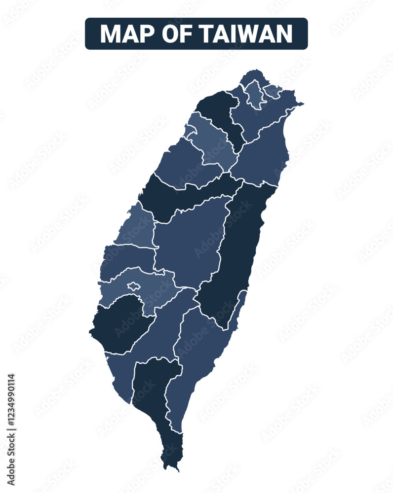 Map of Taiwan political map regions vector illustration Stock Vector ...