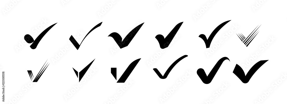 Check marks symbol collection. Simple check mark. Check mark icons set. Checklist symbols ...