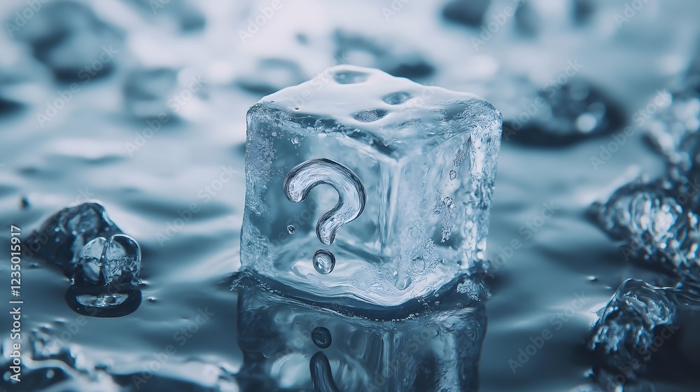 Melting ice cube with question mark inside, symbolizing uncertainty ...