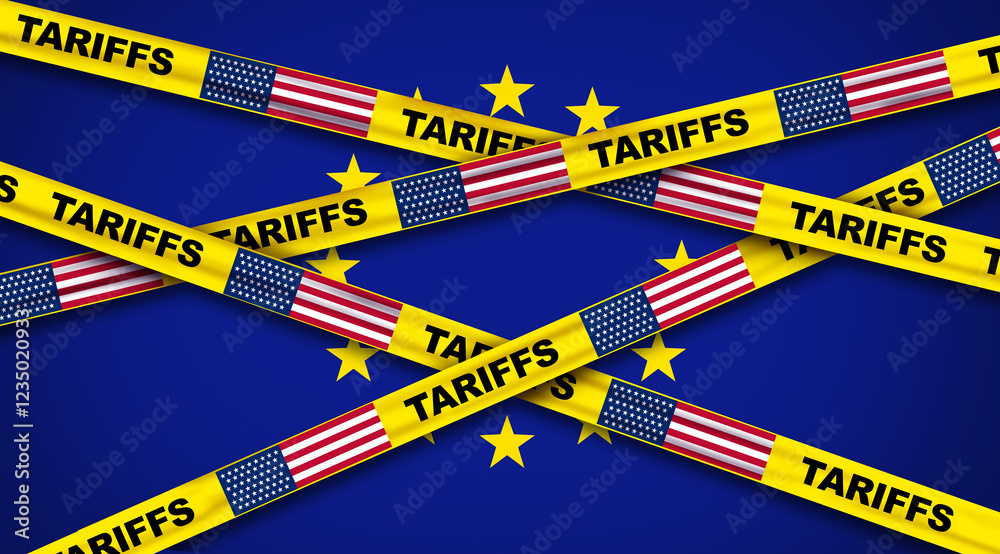 Stock-Illustration „US Tariffs On Europe and USA trade war on the EU as ...