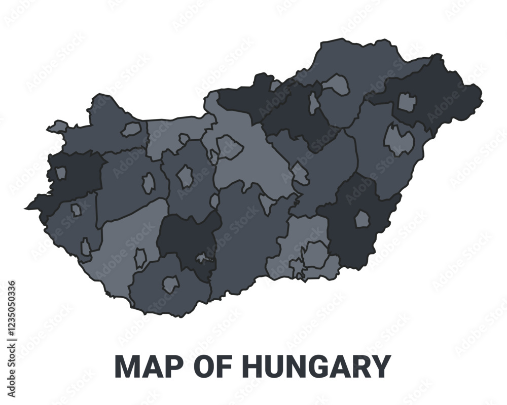 Hungary political map border of regions outline vector set Stock Vector ...