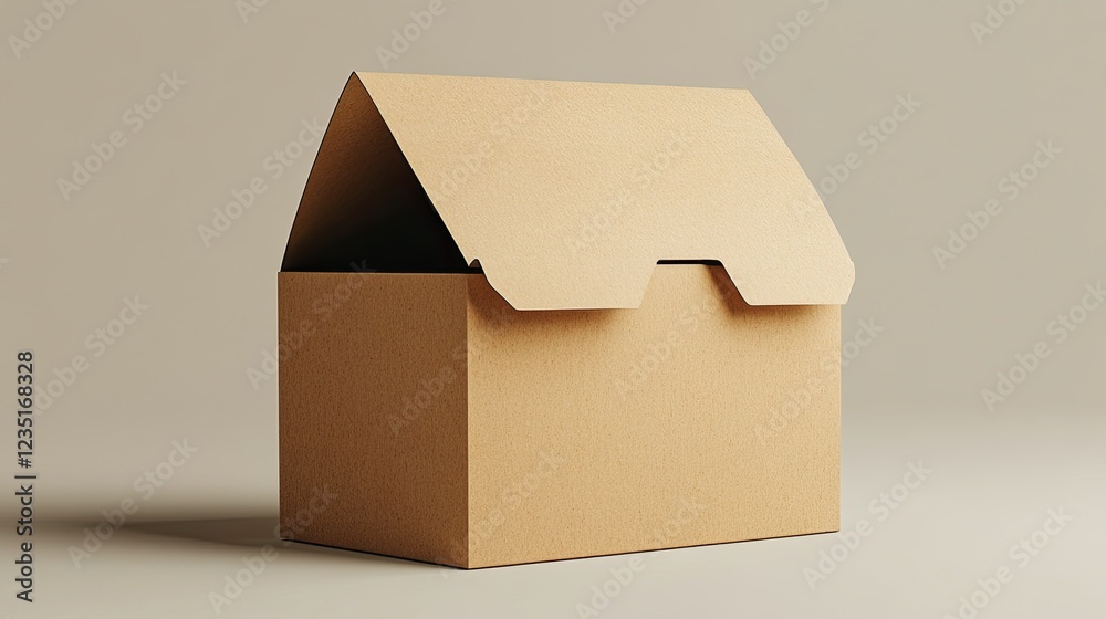 Auto lock box die-cut template with 3D blank mockup (for food packaging ...