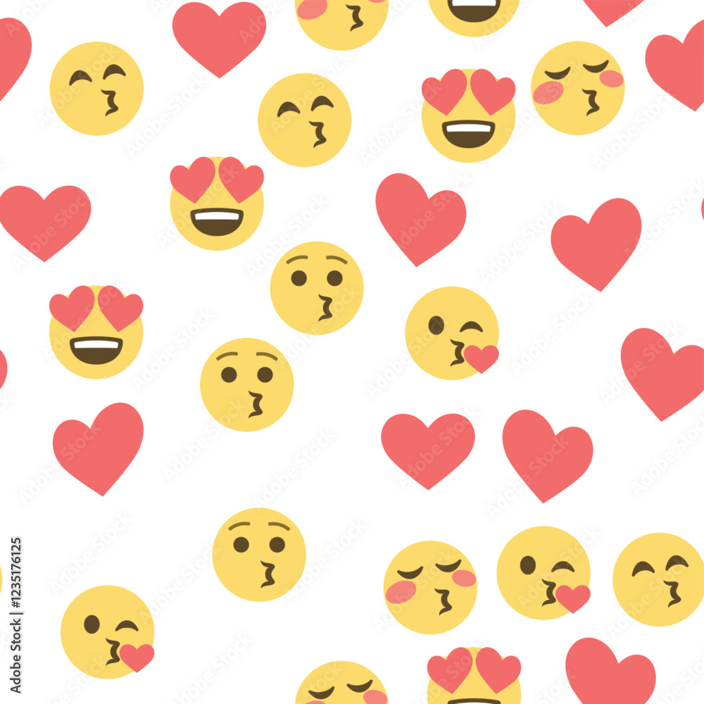 Seamless pattern of emoticons and emoji, emoji vector illustration ...
