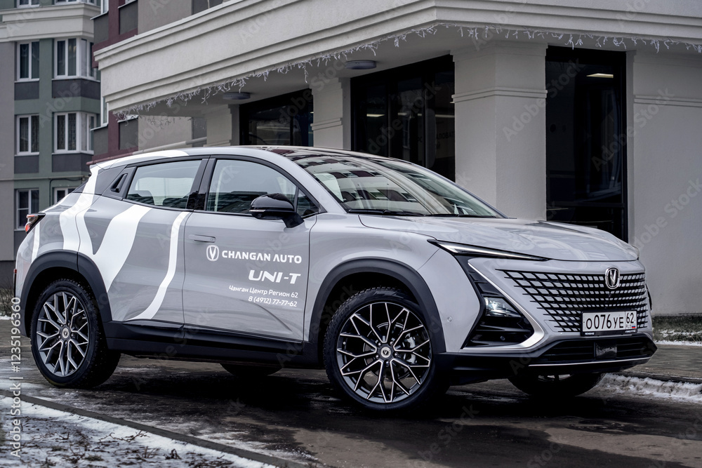 Russia, Ryazan, 16\01\2025 A striking grey crossover car captured in a ...