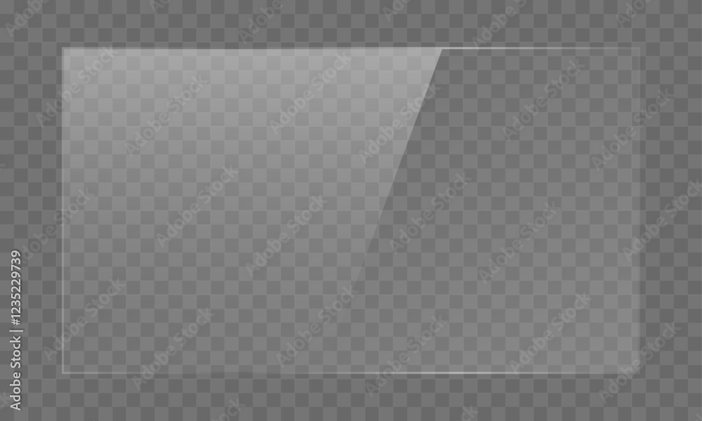 Clear, high-gloss acrylic sheet. Transparent plastic panel. Realistic ...