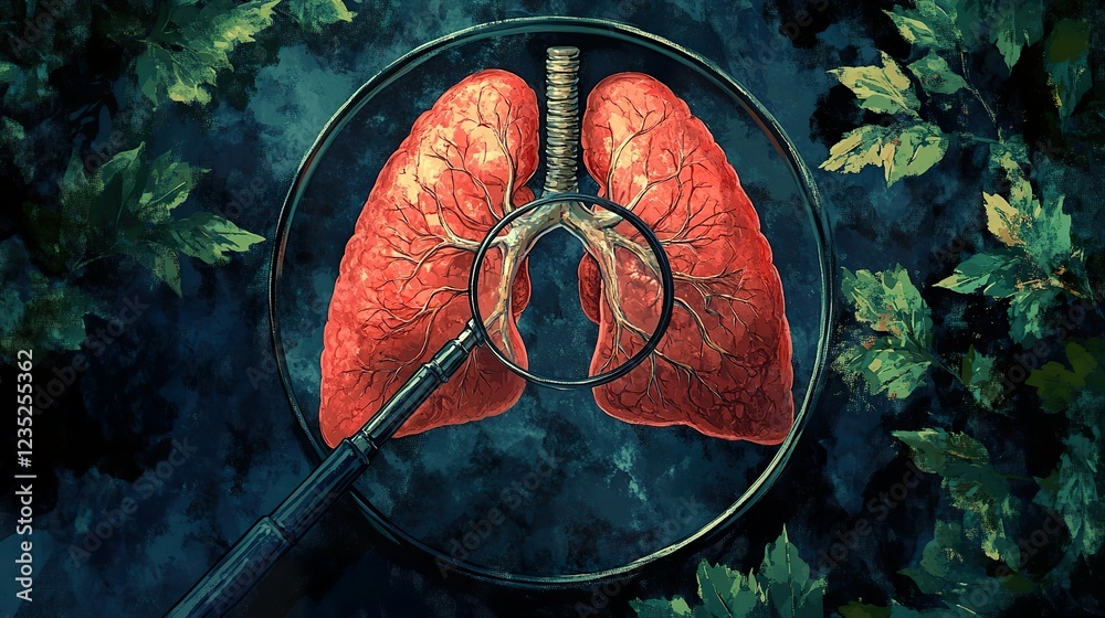 Doctor with smoker lung anatomy with magnifying glass. Lung cancer ...