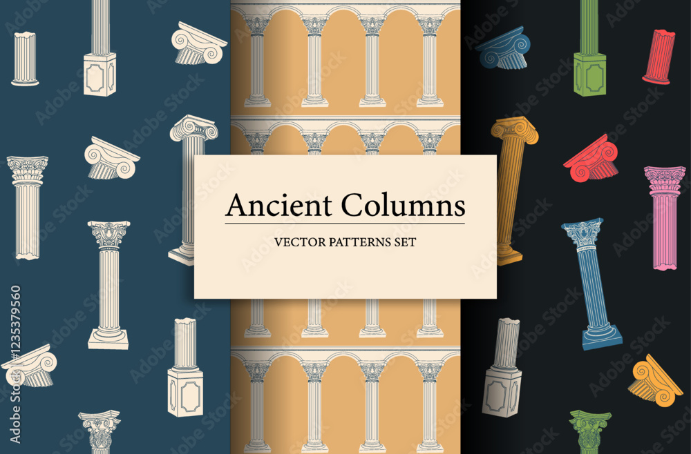 Ancient columns seamless pattern. Repeating design element for printing ...