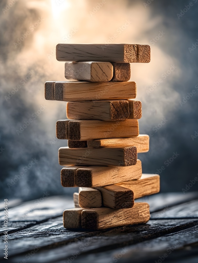Dramatic Collapse of Jenga Tower Symbolizing Strategic Decision Concept ...
