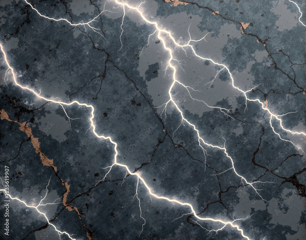 Procedural thunderstorm marble with jagged white veins on a gunmetal ...