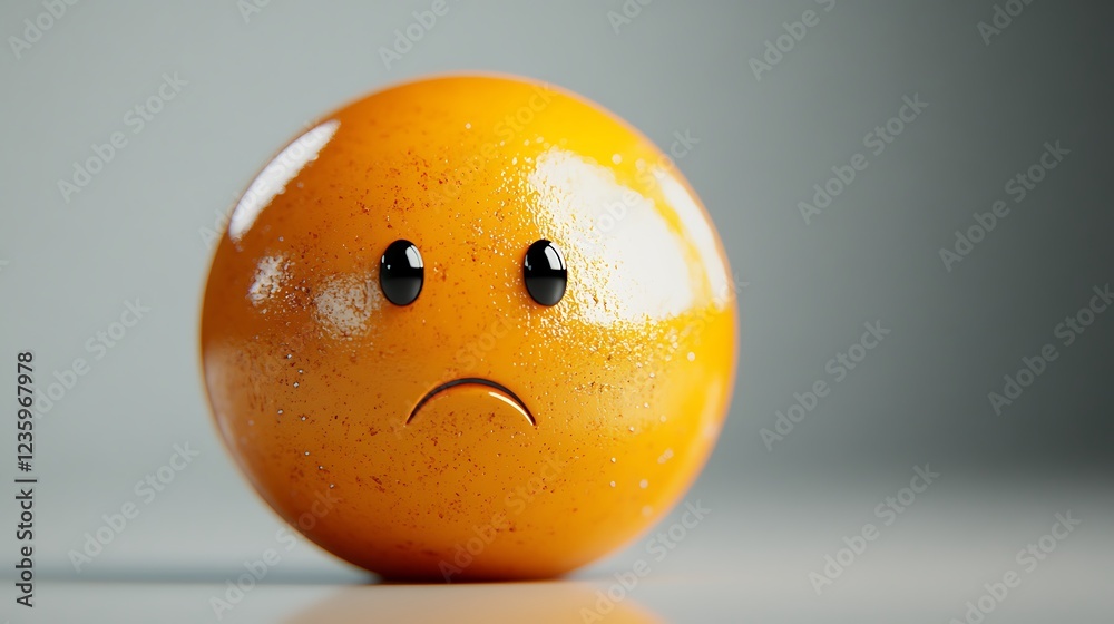 Sad emoji sphere, digital art, 3D model, suitable for social media ...