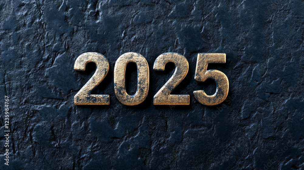 Golden Numbers Representing Year 2025 - A close-up view of the numbers ...