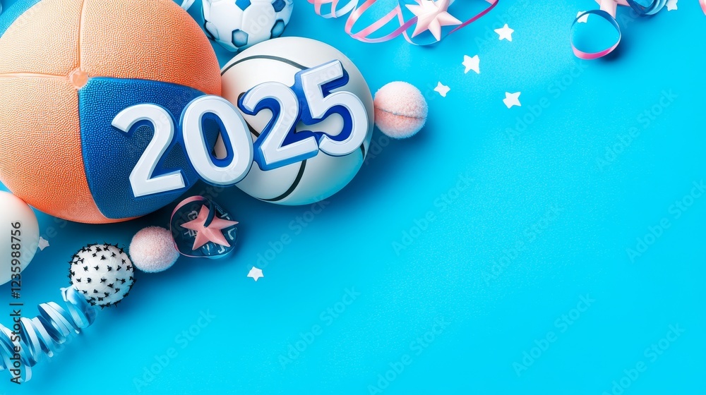 Sports Technology Elements with Year 2025 - A vibrant arrangement of ...