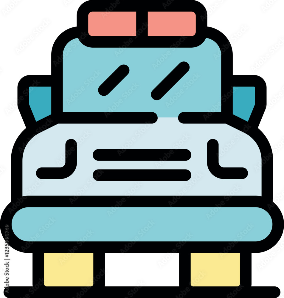 Police car parking, front view with flashing lights, law enforcement ...