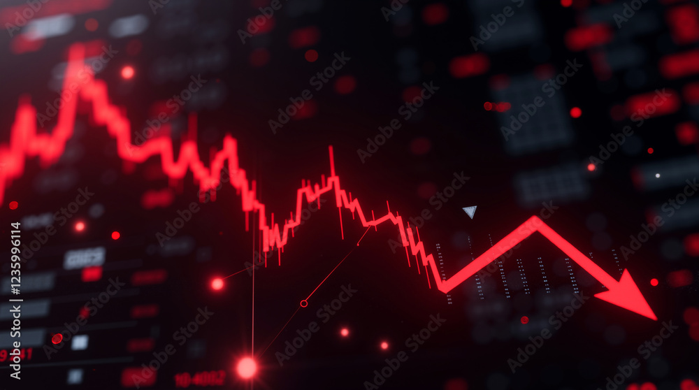 Red stock market crash chart symbolizes financial loss and economic ...