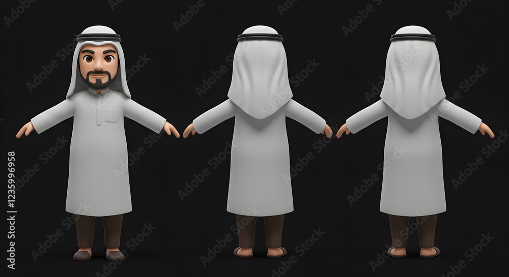 Arabic Traditional Young Man 2D Cartoon Character Vector Illustration ...