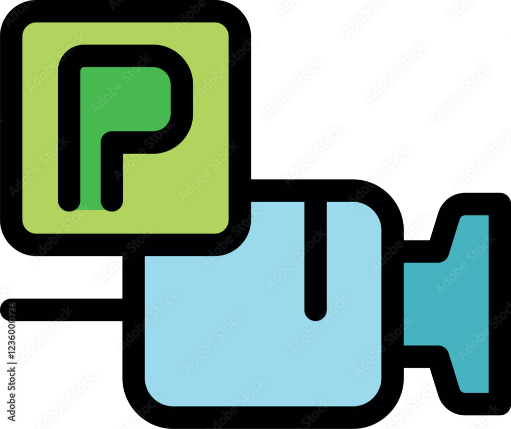 Parking security camera monitoring system icon representing vehicle ...