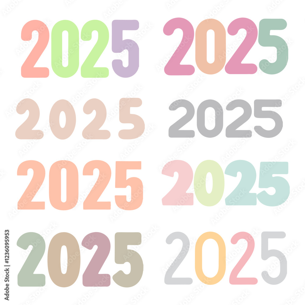 A set of 2025 Vector. Modern colorful 2025 Vector. Year 2025. Colorful ...