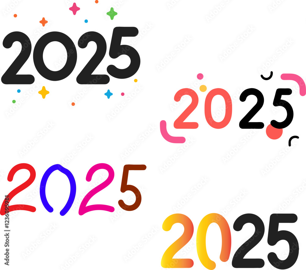 A set of 2025 Vector. the journey to 2025. Modern colorful 2025 Vector ...